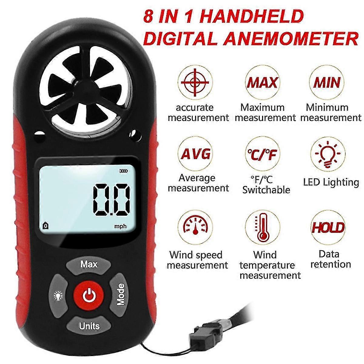 8 In 1 Handheld Anemometer Anemometer Lcd Anemometer Digital Hand ...