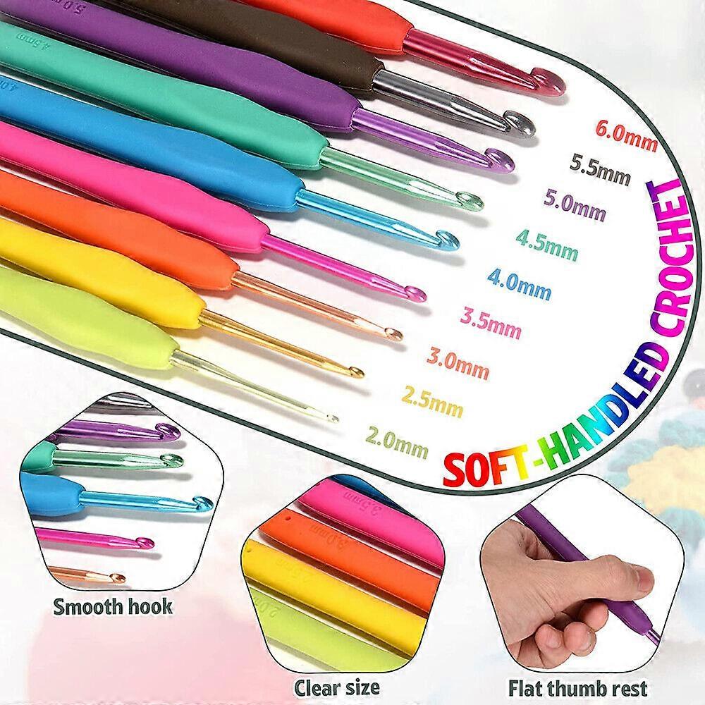 Complete Crochet Kit for Beginners, Ergonomic Soft Handle Crochet Hooks ...