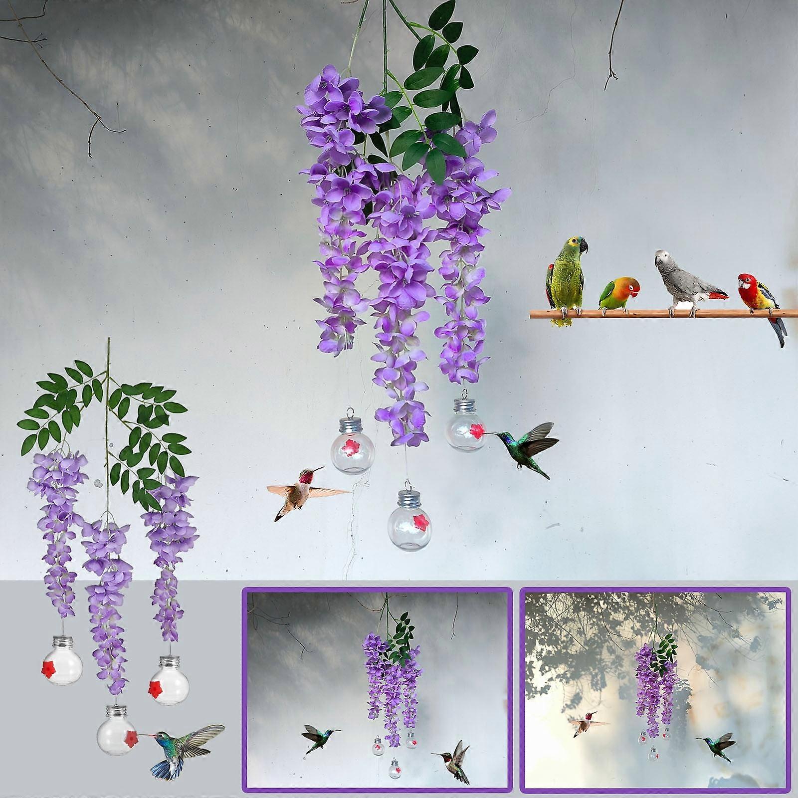 BaiTrend Summer Wisteria Flower Bird Feeders for Outdoors, Wind Chime ...