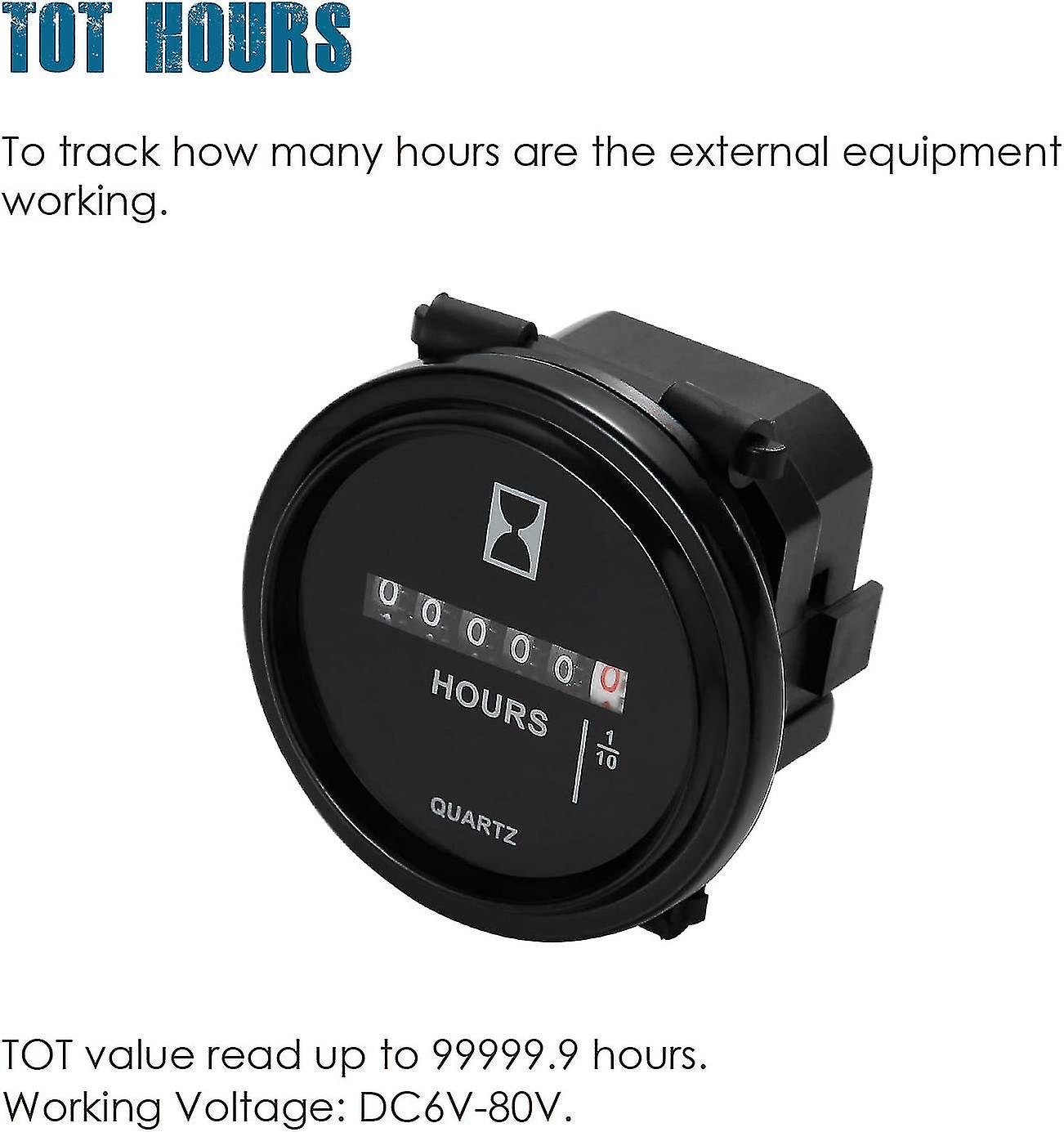 Dc6-80v Hour Meter Professional Mechanical Engine Gauge Auto Car Timer Gauge Meter For Tractor ...