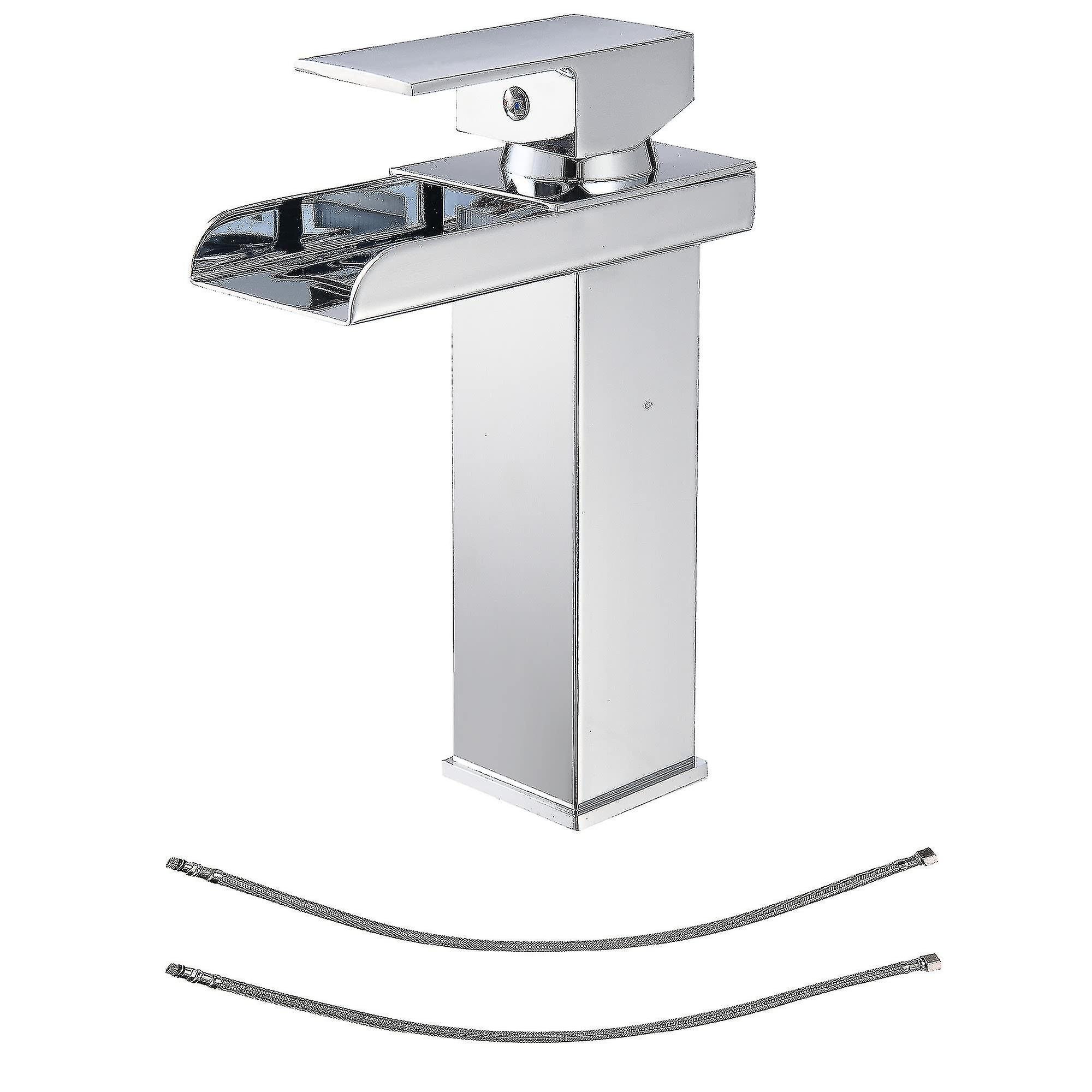 Waterfall Basin Faucet, Single Handle Basin Mixer Tap With Hot And Cold ...