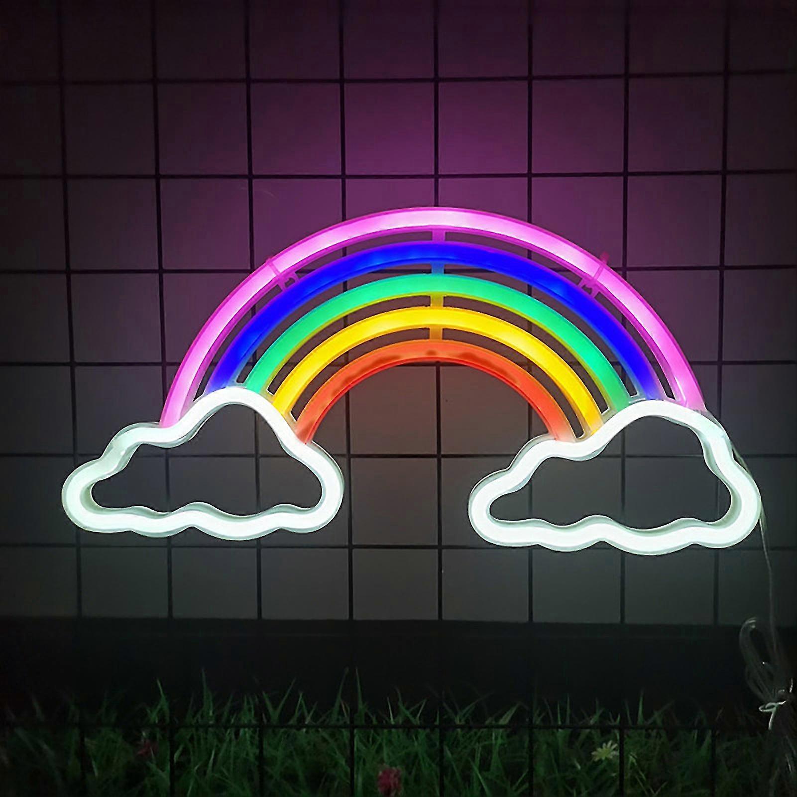 Rainbow Neon Sign LED Light USB/Battery Operated Non-Glaring Cloud ...