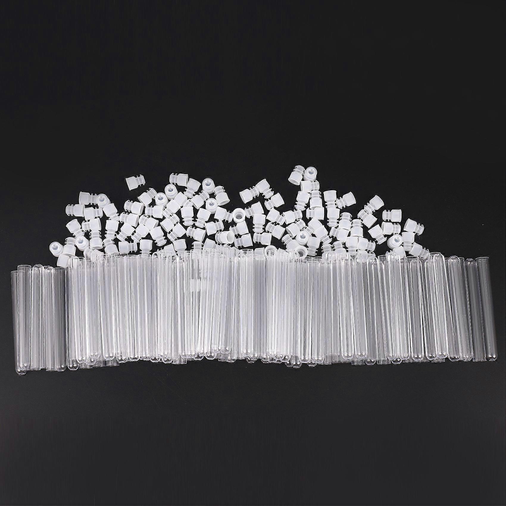 100Pcs Clear Plastic Test Tube with Cap 12X100mm U- Bottom Long ...