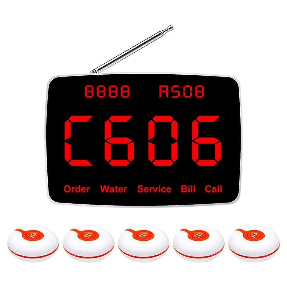 Wireless Calling System 5 Pcs Call Buttons for Bar,Restaurant,Office ...