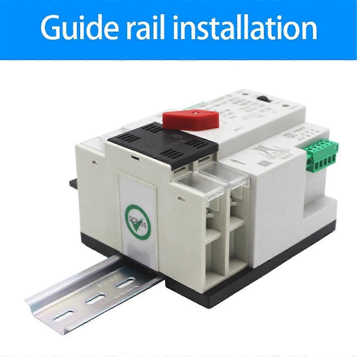Din Rail 2P ATS Dual Power Automatic Transfer Switch Selector Switches Uninterruptible ...