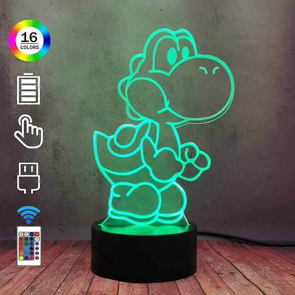 Yoshi 3D Night Light, 16 Color RGB Touch Remote Controller Yoshi Light ...