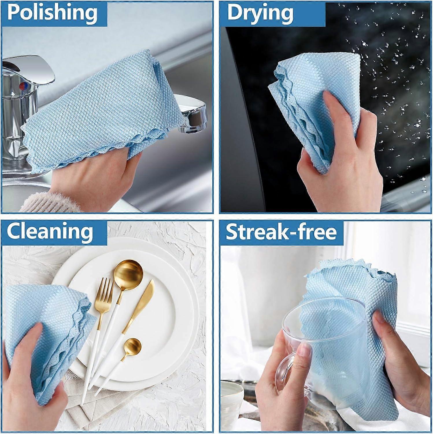 5pcs Fish Scale Cleaning Cloth Glass Window Mirror Cleaning Cloths ...