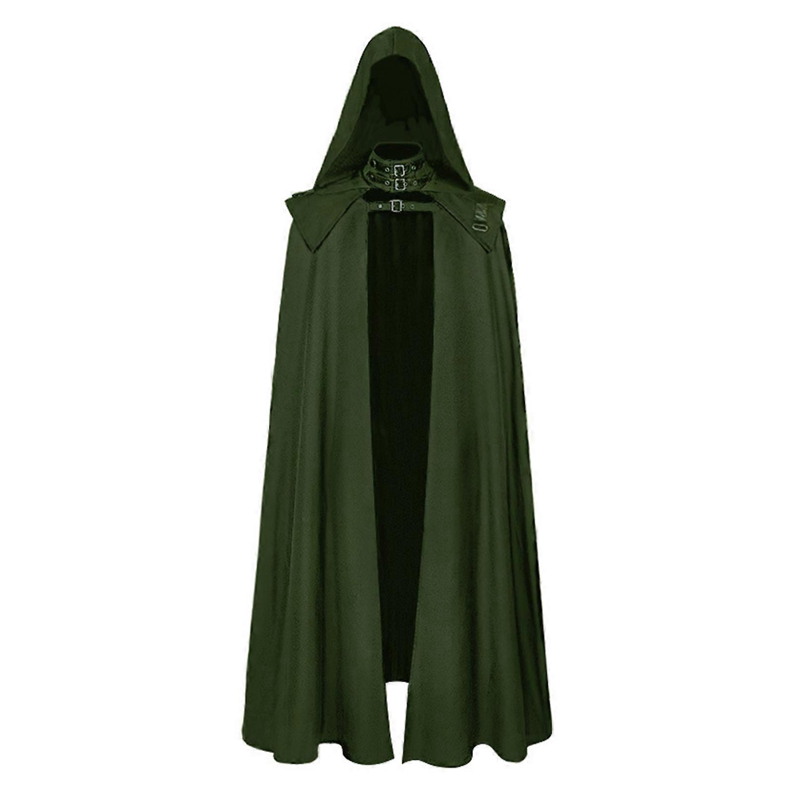 Medieval Hooded Coat Gothic Coat Long Trench Halloween Devil Wizard ...
