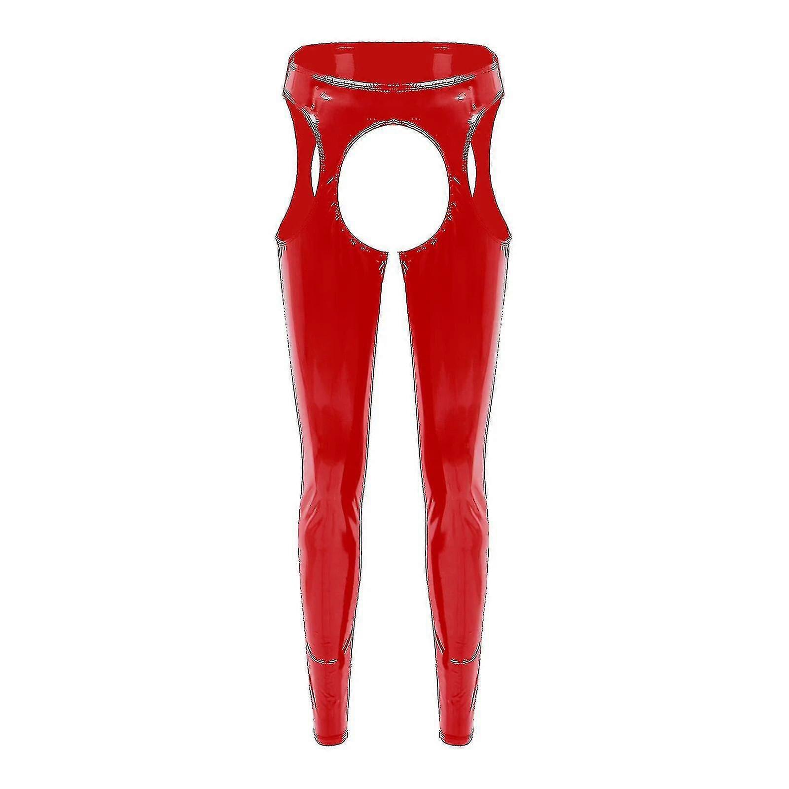 Sexy Crotchless Open Butt Pants Exotic Trouser Women High Waist Wetlook ...