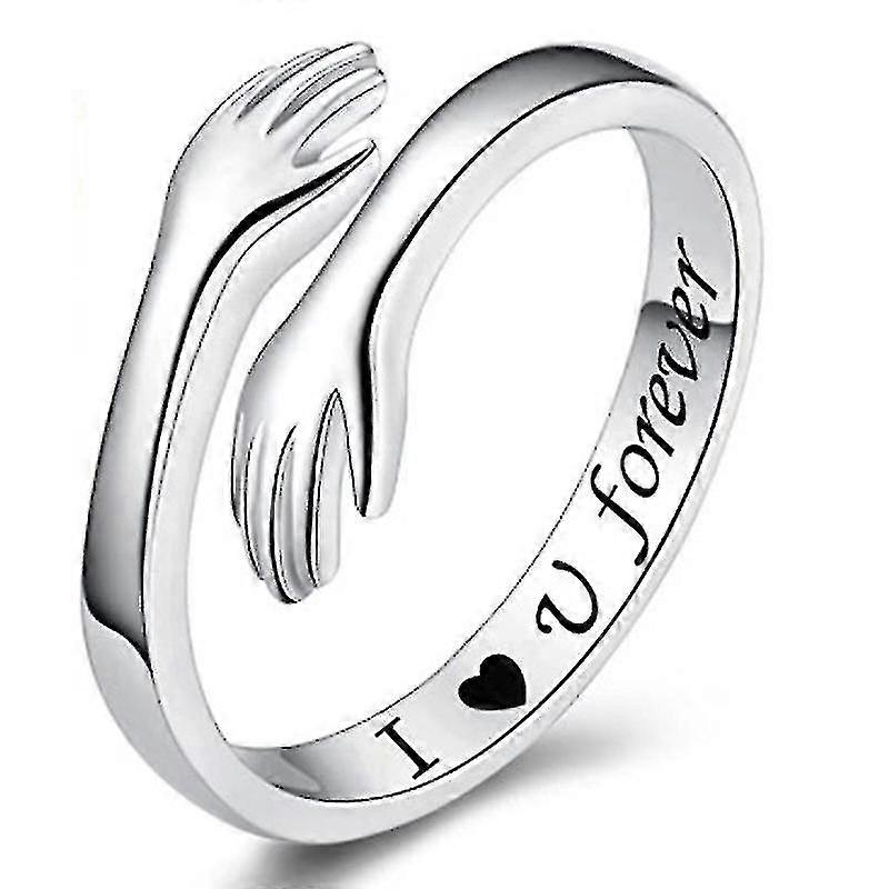 925 Sterling Silver Hug Rings For Couples Hand Hug Rings Hugging Hands ...