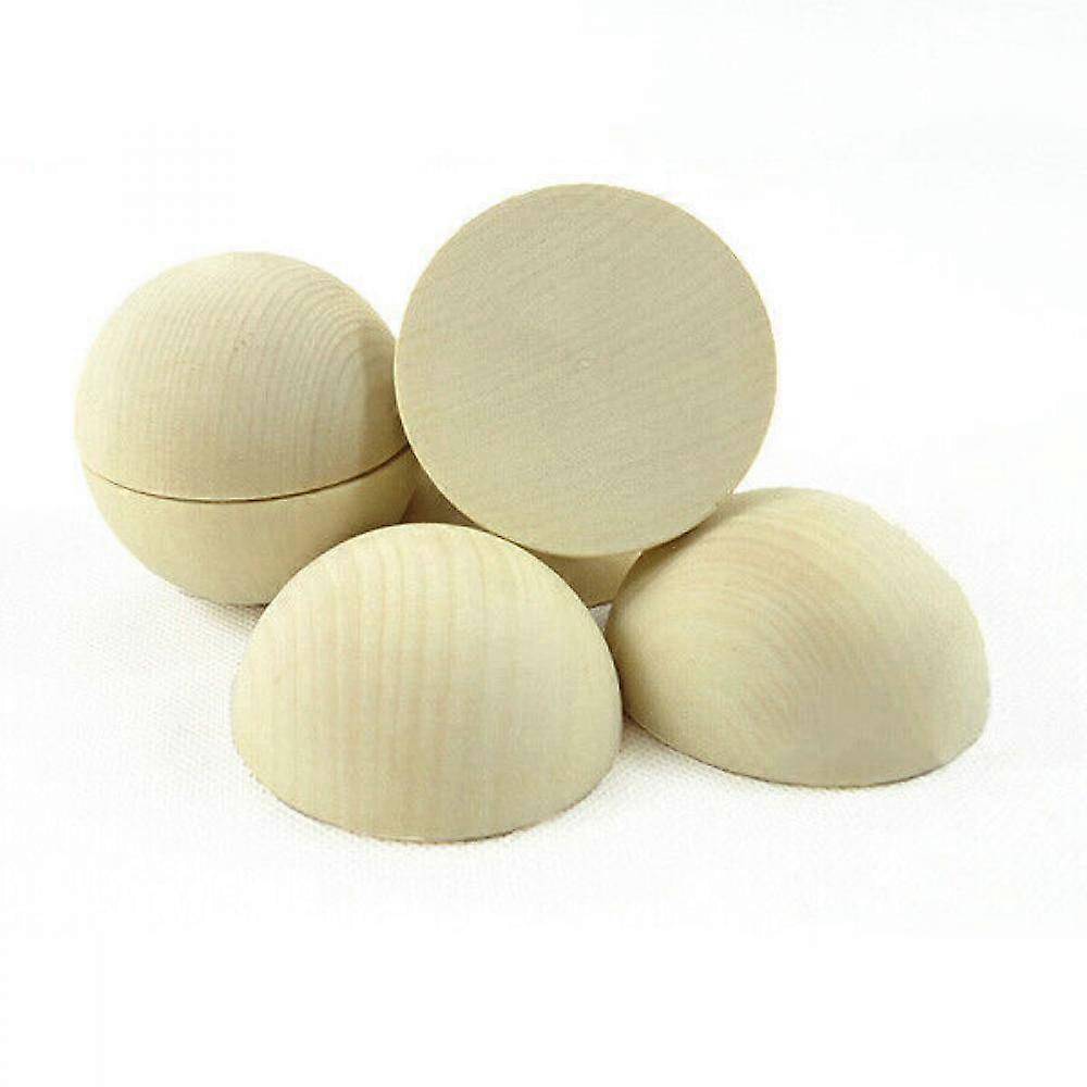 Natural Wooden Craft Semicircle Balls Split Half Halved Wood Balls DIY ...