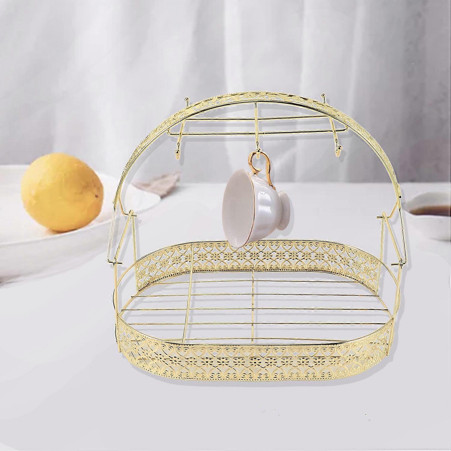 Gold -Capacity Rack Plating Coffee Cup Hob Dish Rack Can Cups, Saucers ...