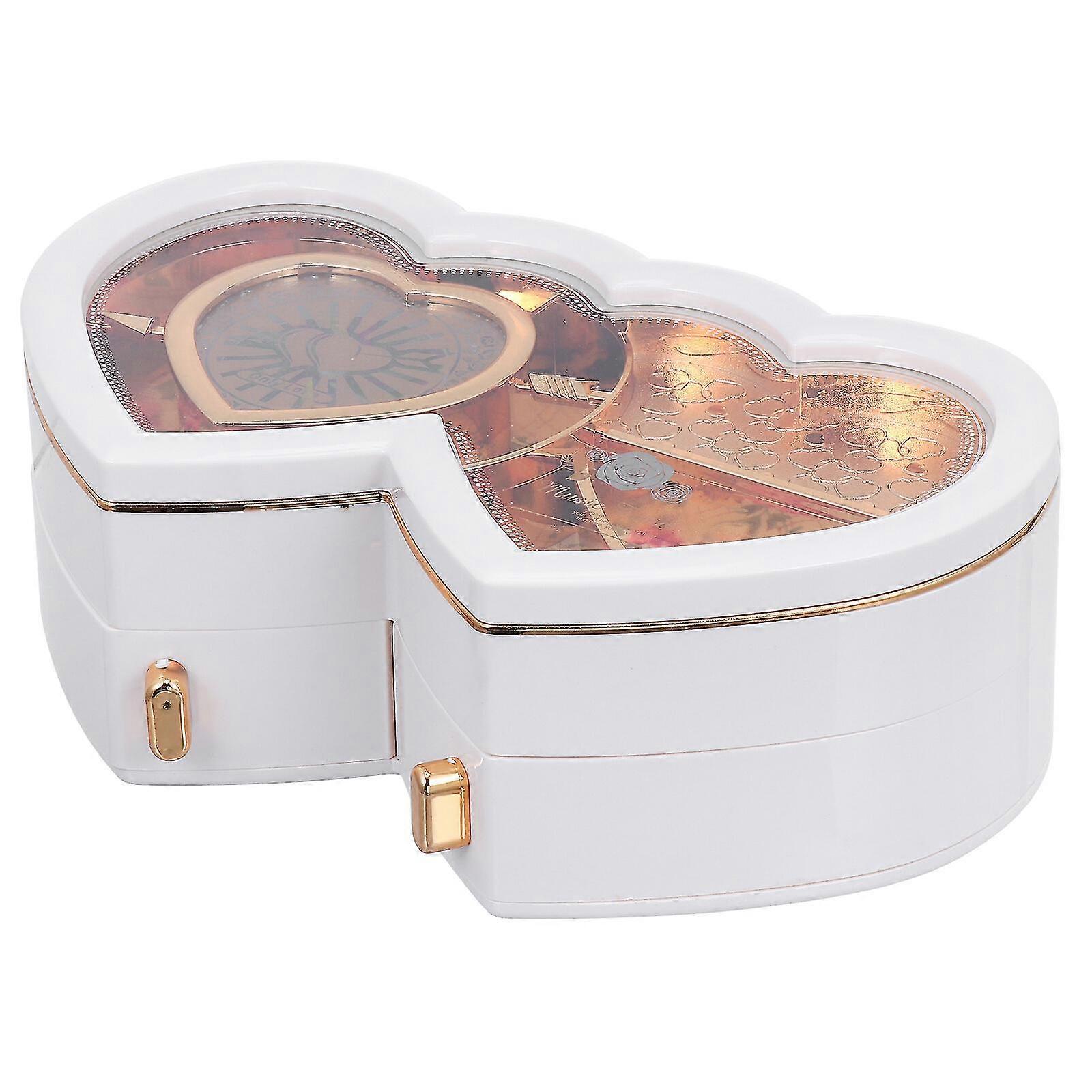 Valentine Ballerina Music Box Double Heart Shape Rotating Dancing ...