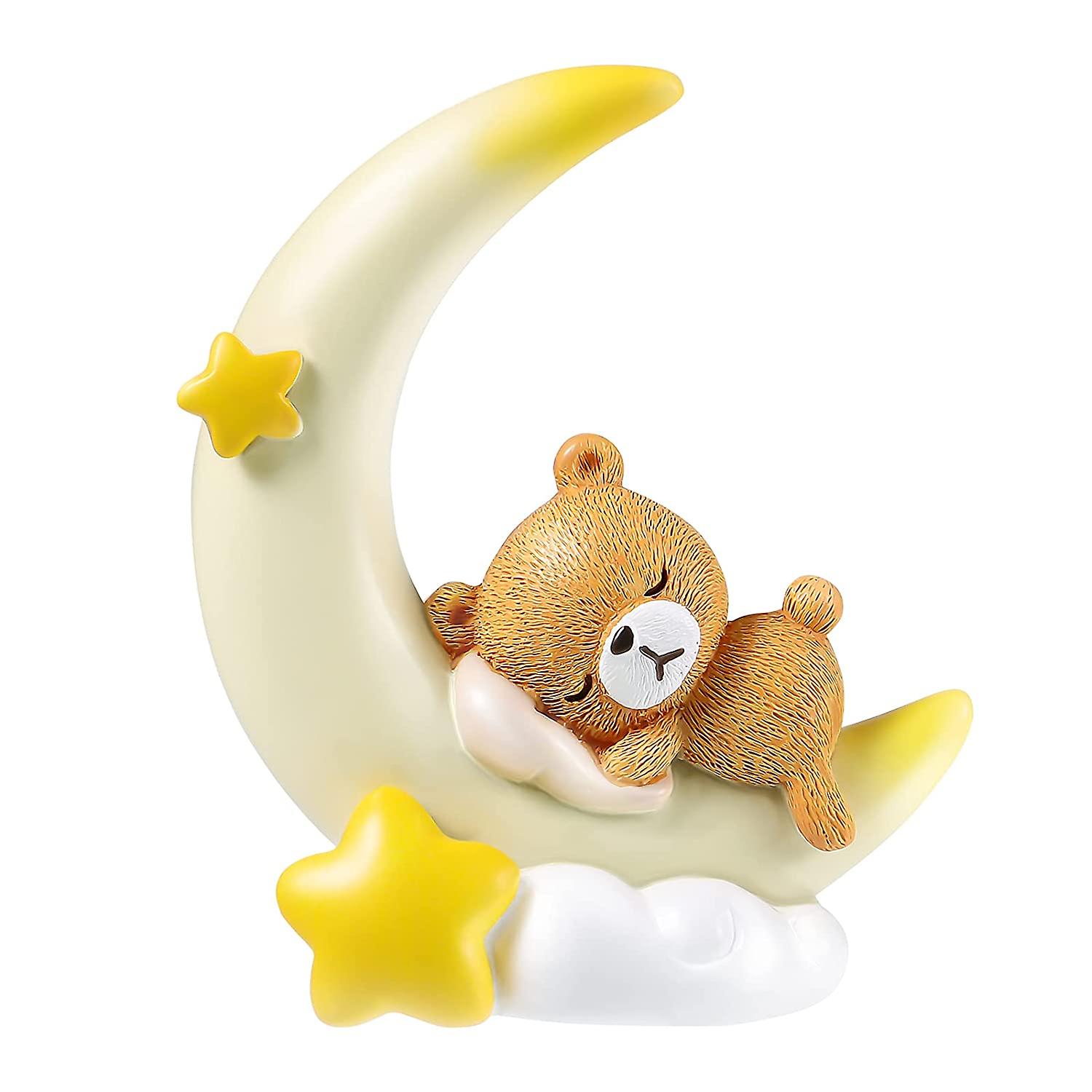 Bear And Moon Figurine Statue Baby Moon Cake Topper Birthday Cake ...
