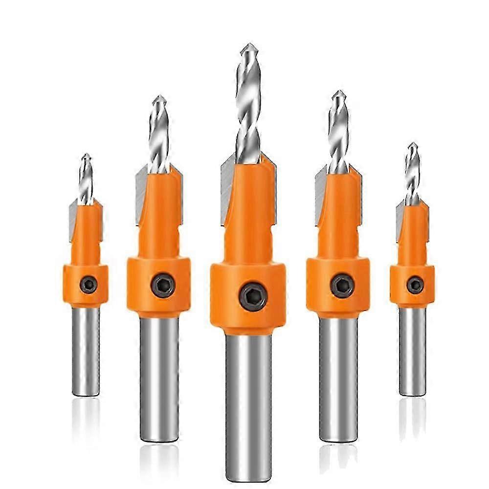 5PCS 8MM Round Shank HSS Countersink Drill Bit With Wrench Countersink ...