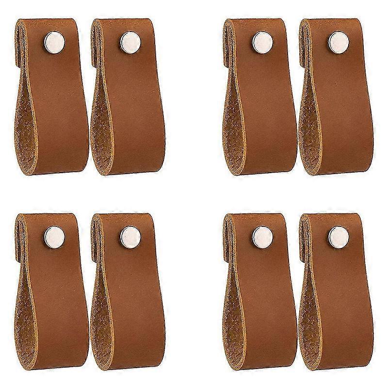 Leather Drawer Pulls 8 Pcs Leather Dresser Knobs Handmade Pure Leather Handles For Cabinet Doors ...