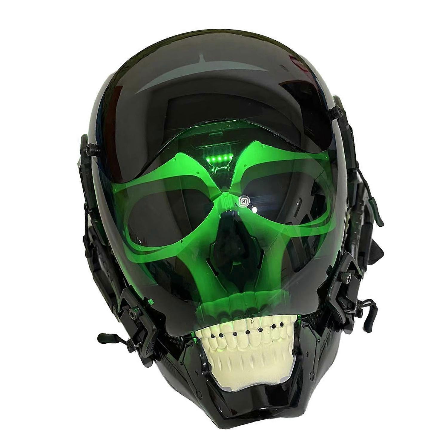 Cosplay Skull Luminous Helmet Glowing Cyberpunk Voice Remote Control 10 ...
