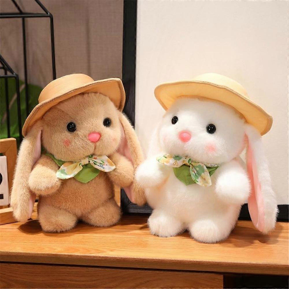 Cute Pudding Rabbit Plush Doll Wearing Hat White Rabbit Grasping ...