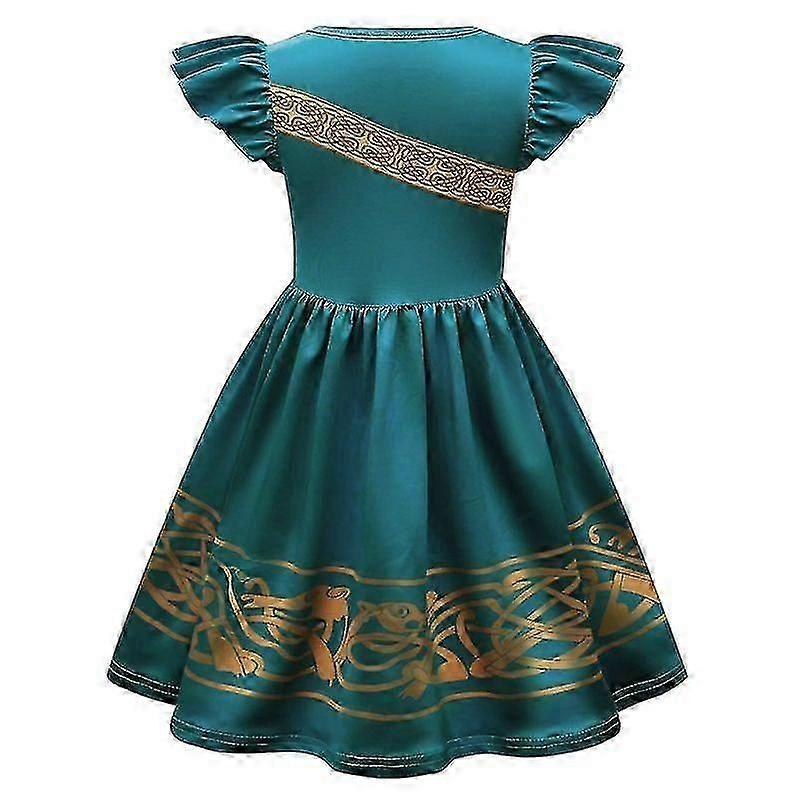 Halloween Girls Merida Cosplay Dress Brave Performance Costume Summer ...
