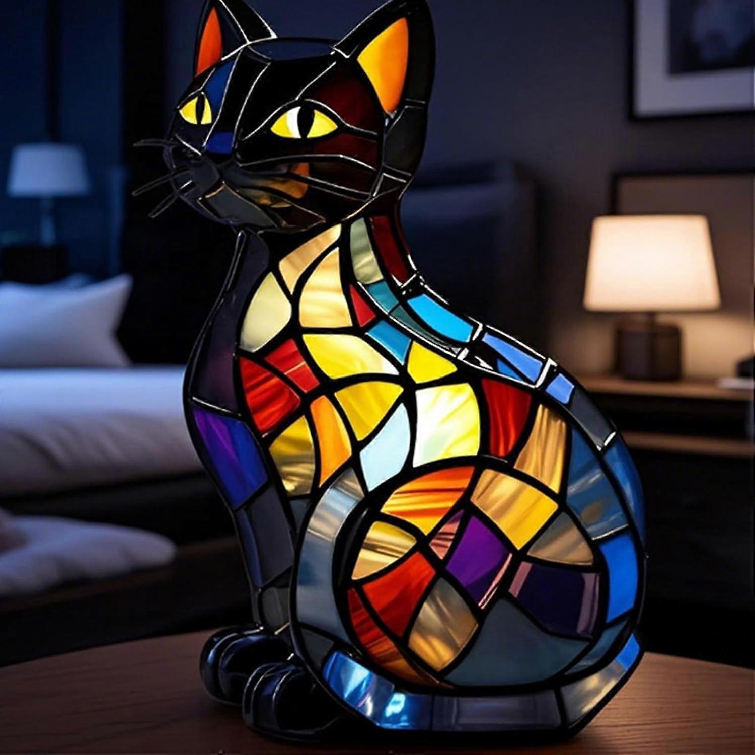 Cat lamp mosaic, luminous cat, cat lamp Tiffany, cat lamp stained glass ...