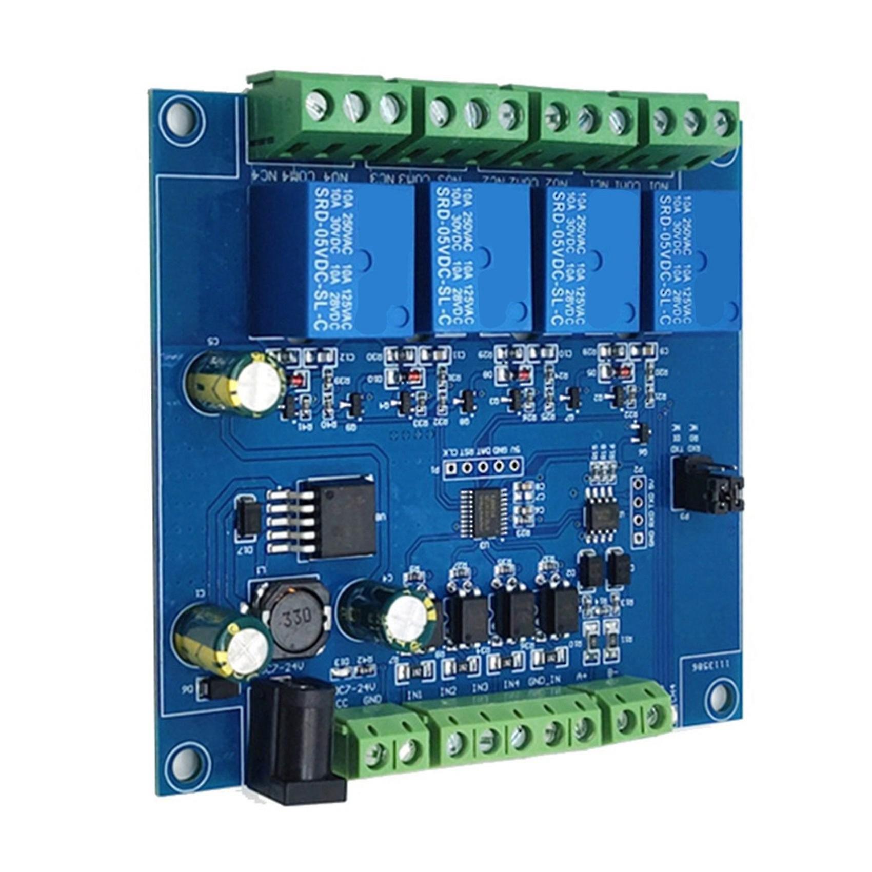 Modbus Rtu 4 Way Relay Module 7-24V Relay Module Switch Rs485 / ttl Entrée et sortie avec anti ...