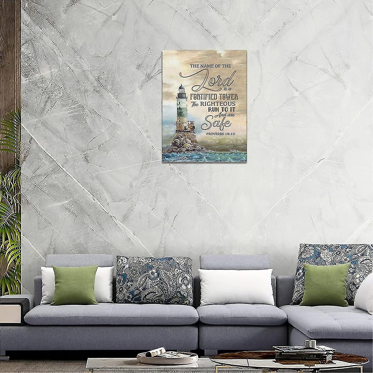 Nautical Lighthouse Wall Art Ocean Bathroom Bible Verse Scripture Wall ...