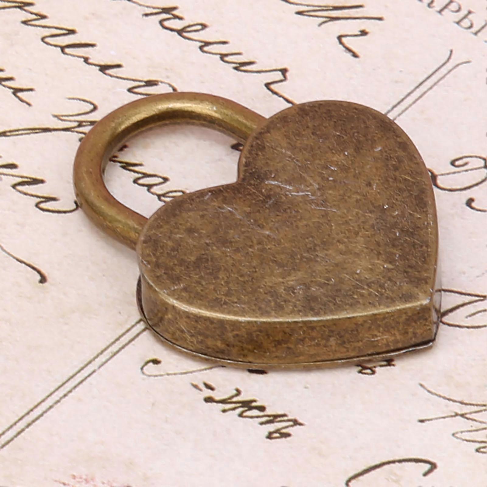 2 Sets Vintage Heart Lock Padlock with Keys - Metal Craft Supplies, 30x39mm (Bronze) | Fruugo UK