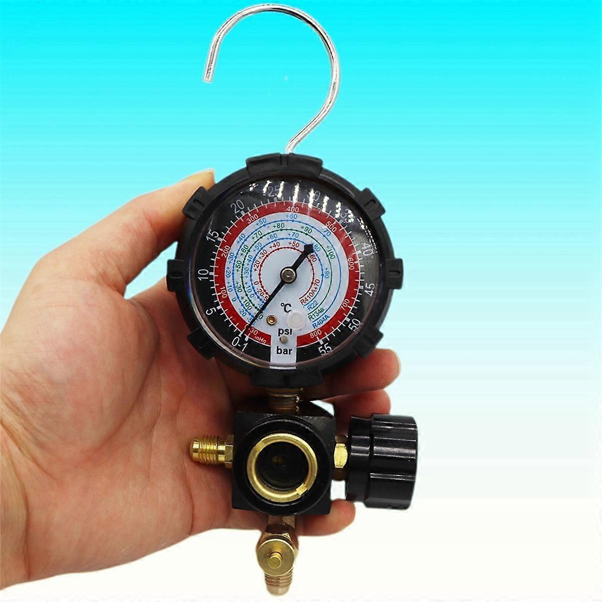 Low Side Pressure Gauge R410A R22 R404A Single Manifold Gauge with Control Valve for Air ...