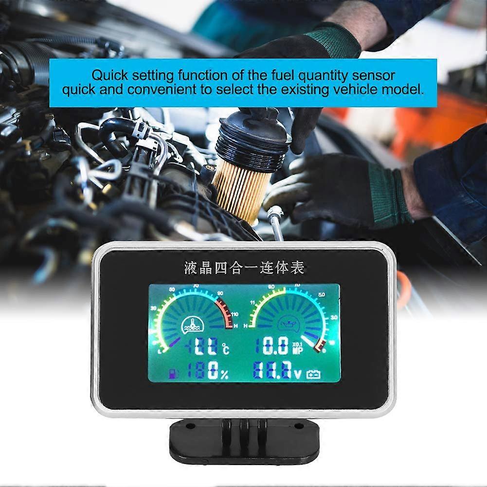 4-In-1 Digital Car Guage, Digital Voltmeter Oil Pressure Meter with LCD ...