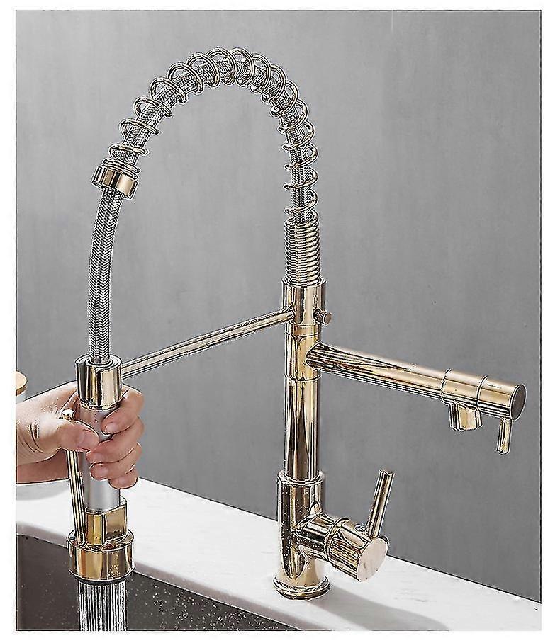 Pull-out Kitchen Faucet With 2 Jets 360 Swivel Kitchen Mixer Tap With 2 ...