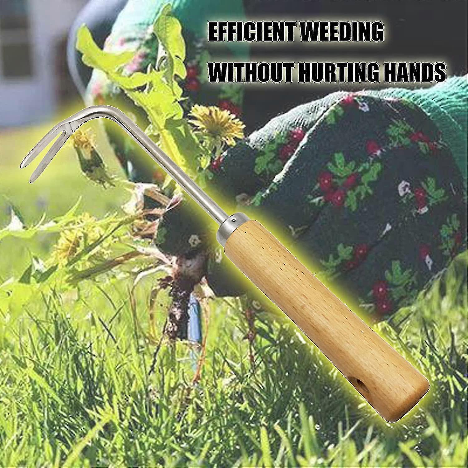 Weed Puller With V-shape Weeding Tools For Garden Weed Removal Tool With Solid Wood Handle ...