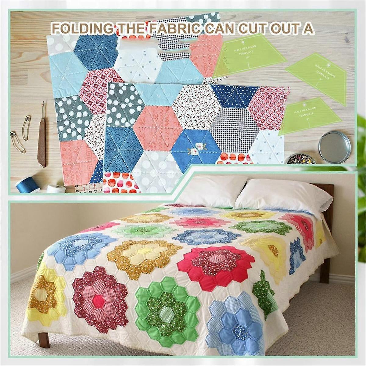 3 Pcs Half Hexagon Quilting Template Acrylic Quilting Template Ruler 8 ...