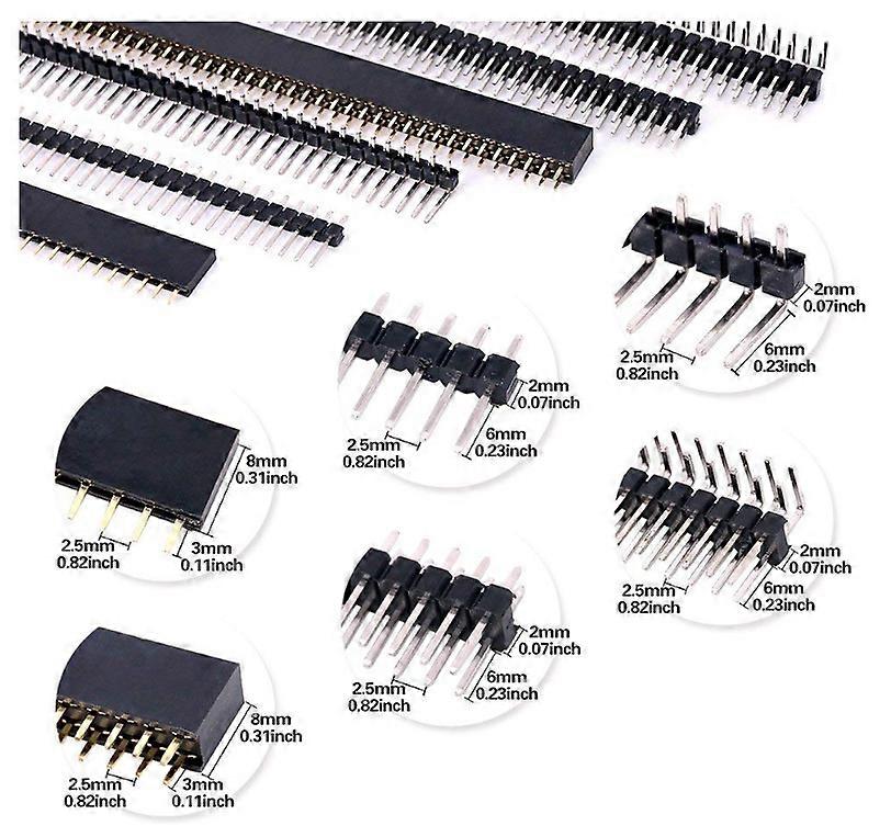 112Pcs 2.54mm Male and Female Pin Header Connector Assortment Kit ...