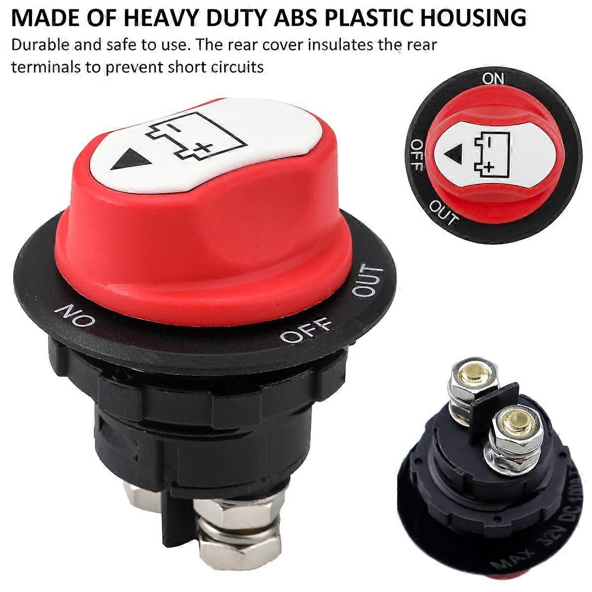 1PC 100A Car Battery Disconnect Switch, 12V-24V Battery Master Cutoff ...
