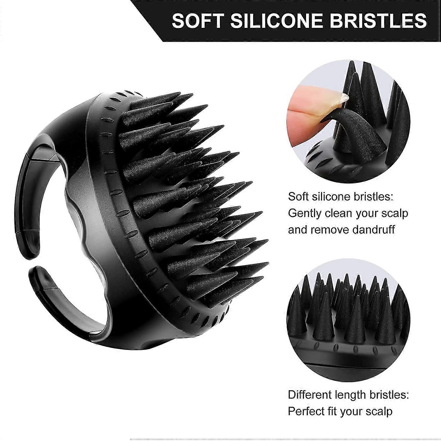 Scalp Massager Shampoo Brush Soft Silicone Hair Scalp Scrubber (black ...