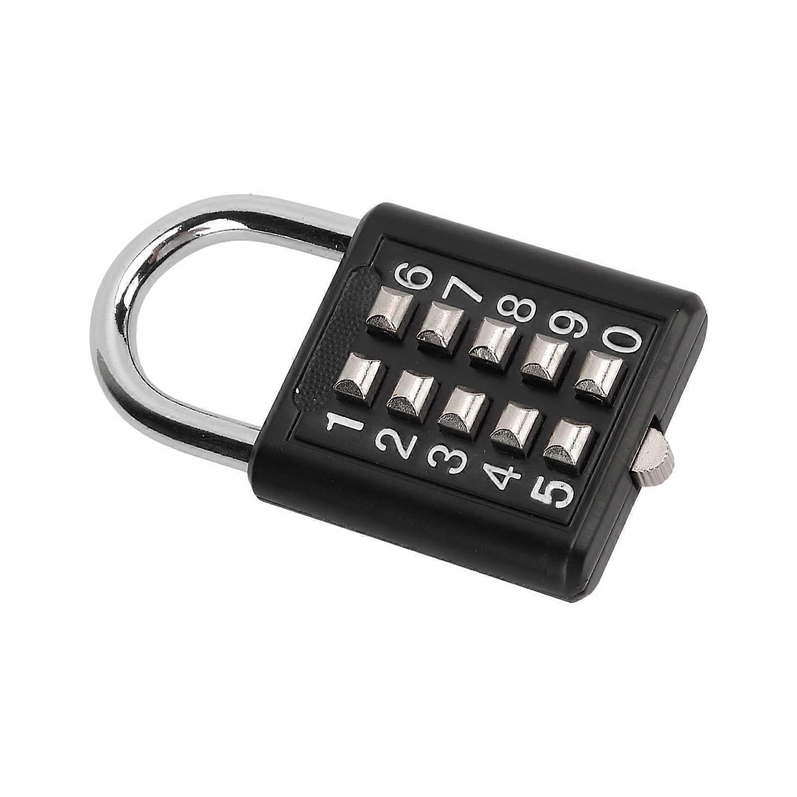 Combination Lock, 10 Digit Push Button Padlock Black Luggage Lock Gym ...