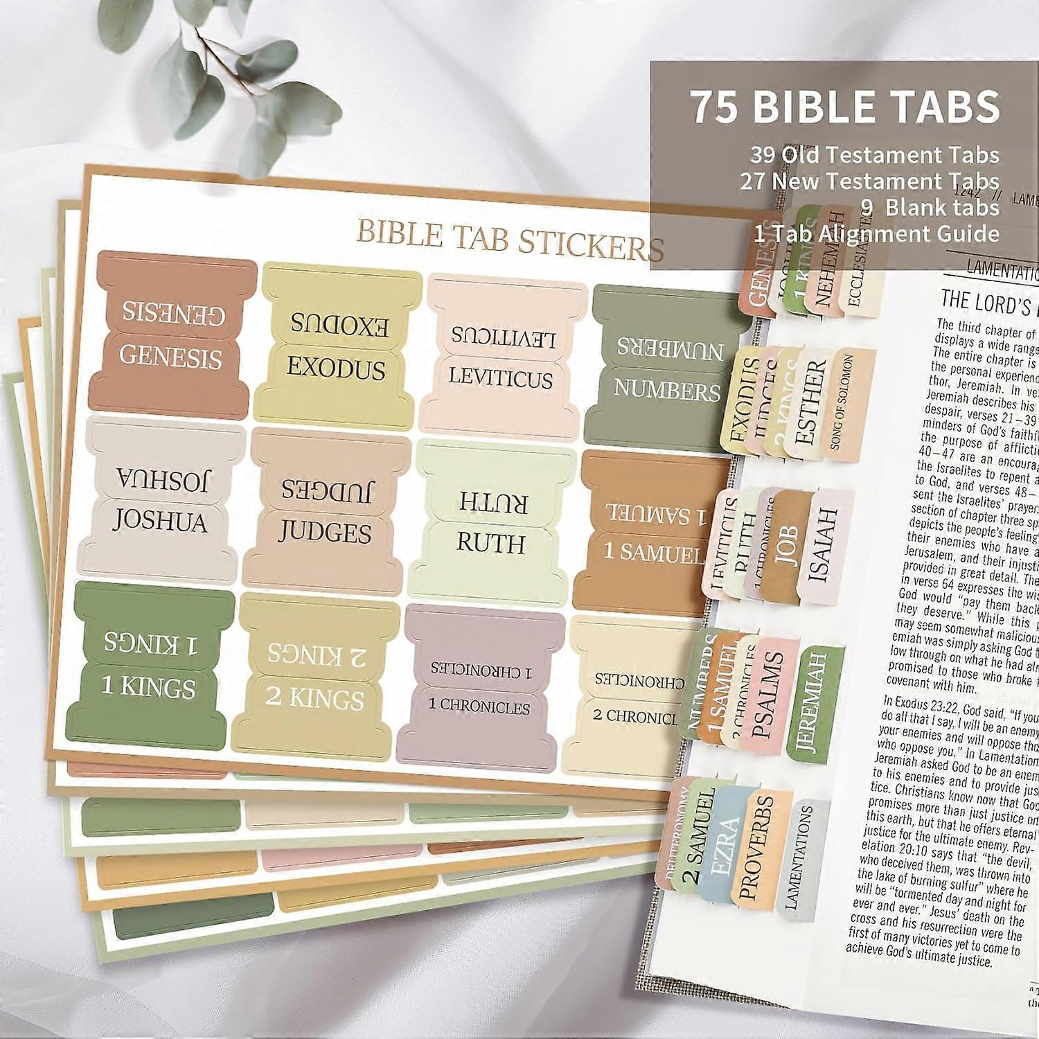 Bible Tabs, Laminated Bible Tabs for Study Bible, Large Print Neutral ...