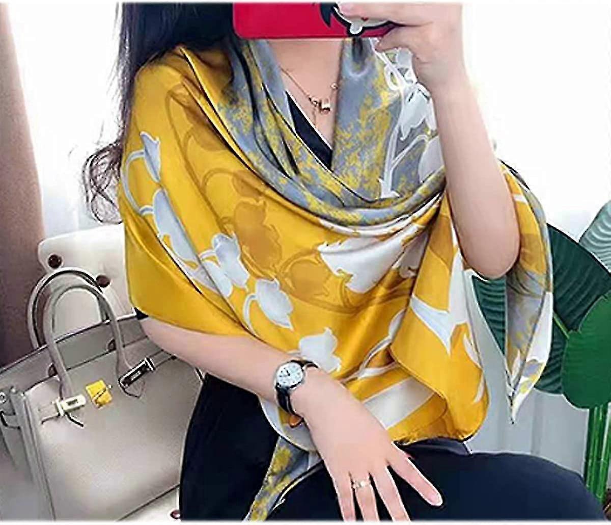 Silk Scarf For Women Fashion Long Satin Lightweight Large Shawl Wrap ...