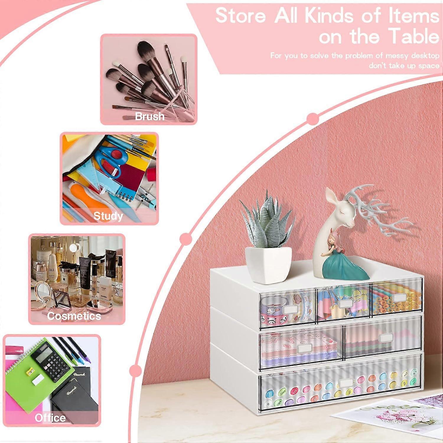 Promotional sales Stackable Desk Organizer with 6 Drawers, 3 Tier ...
