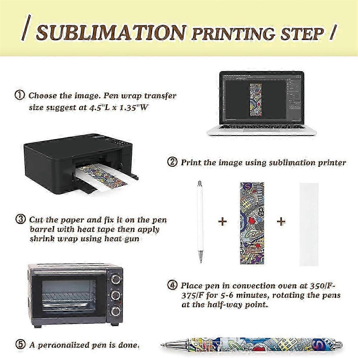 Sublimation Pens Blank With Shrink Wrap, Clipless Heat Transfer ...