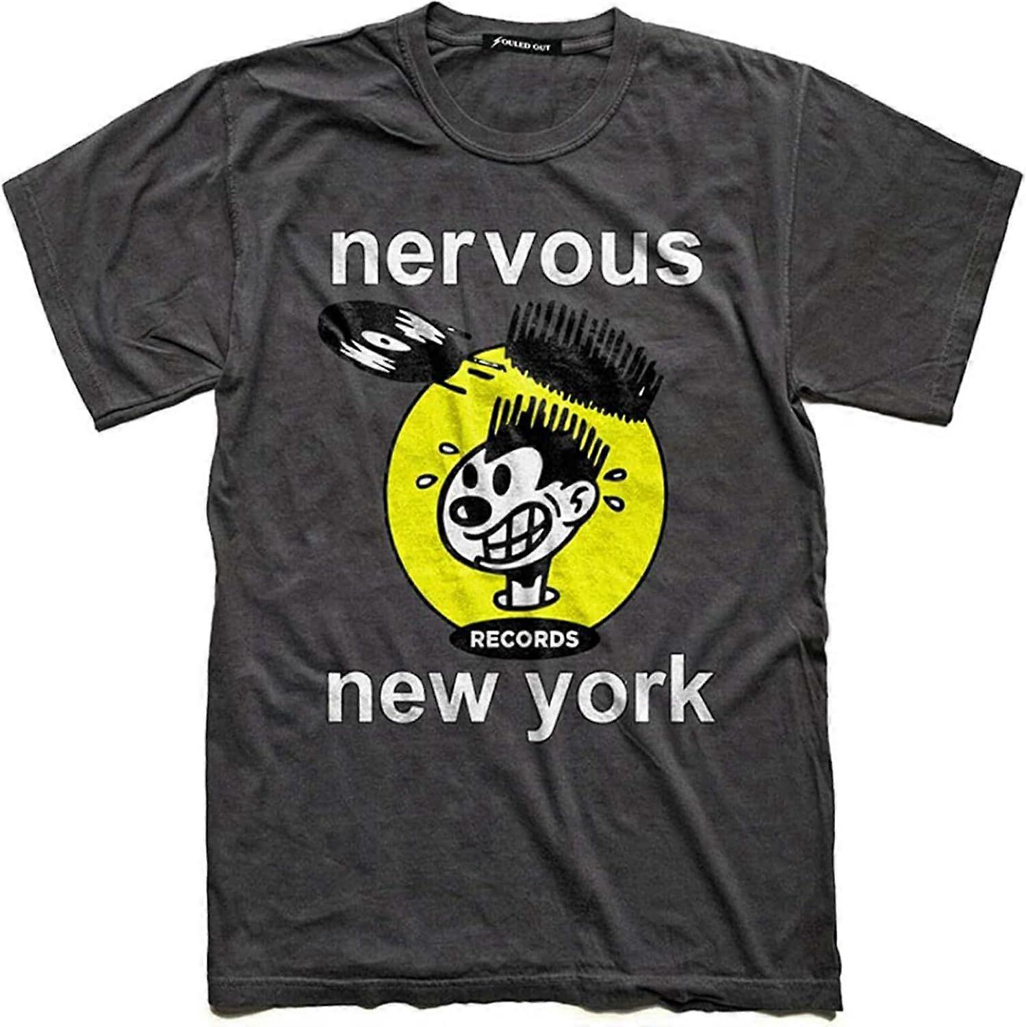 Men's Nervous Records New York Vintage Stile T Shirtcasa Musica Moda ...