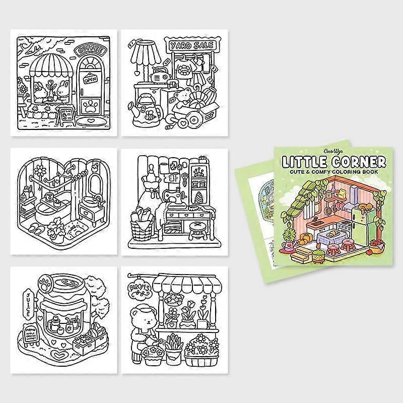 Little Corner Cozy Friends Cute Comfy Coloring Book for Adults Teens ...