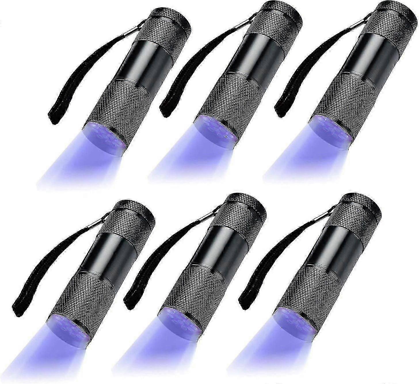 6 Pack Uv Ultra Violet Blacklight 9 Led Flashlight Outdoor Torch Light ...