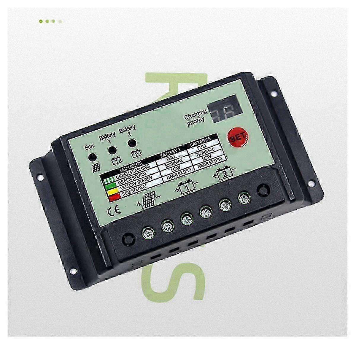 Dual Battery Solar Charge Controller PWM 12V 24V System Batteries Power ...