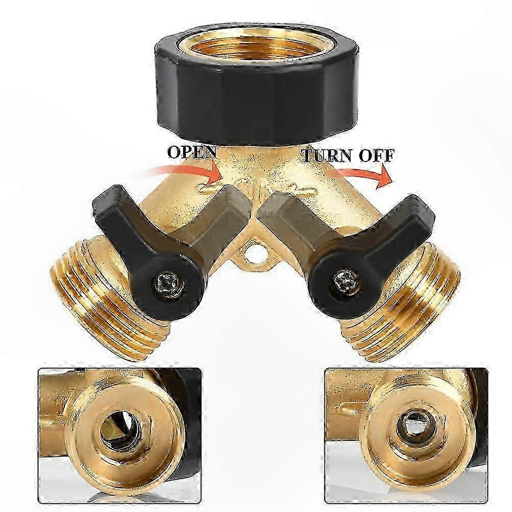 Brass Y-Splitter 3/4 Inch 2-Way Water Hose Connector for Dual Appliance ...