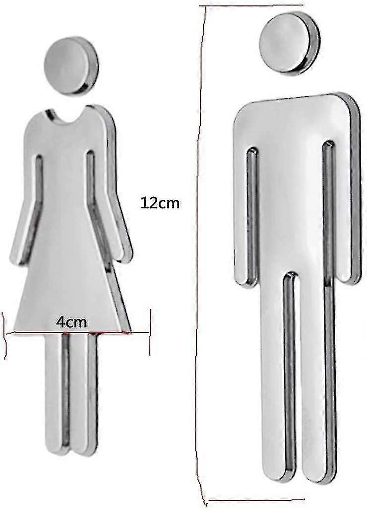 2 Pair 12x4cm Wc Door Plate Restroom Signs Male & Female Toilet ...