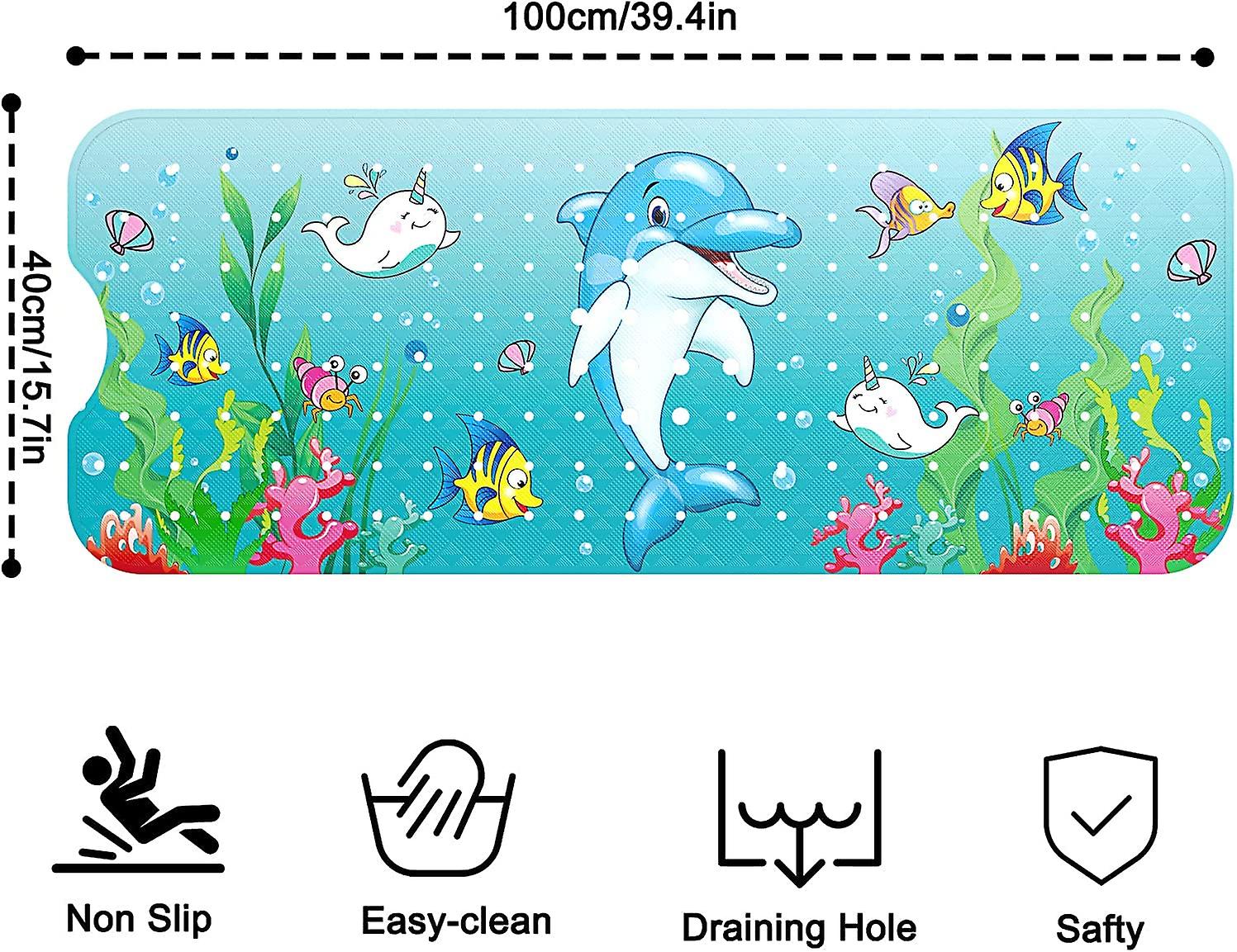 40cm * 100cm sklisikker badematte for barn - Es Extra Large Cartoon Baby Bath Mat for badekar ...