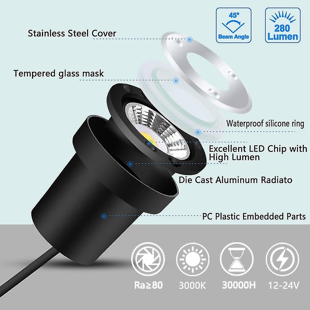 6 Led Recessed Ground Spotlight, 3w Recessed Floor Lamp For Outdoor ...