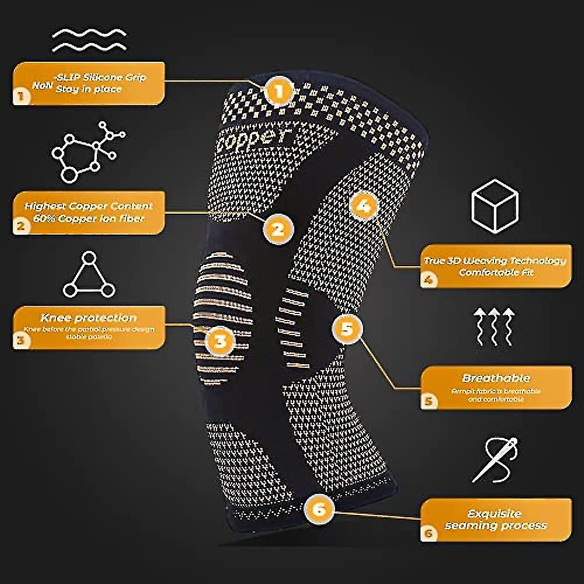 Koperen knieondersteuning voor vrouwen en mannen-compressie kniebrace ...