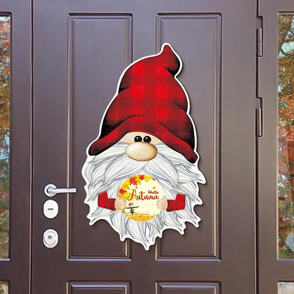 Christmas Wooden Hanging Sign Red Hat Dwarf Can Replace The Wall ...
